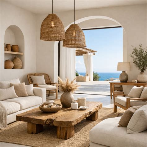 Intérieur Méditerranéen Moderne — élégance Côtière Et Minimalisme Chic Allure Zen