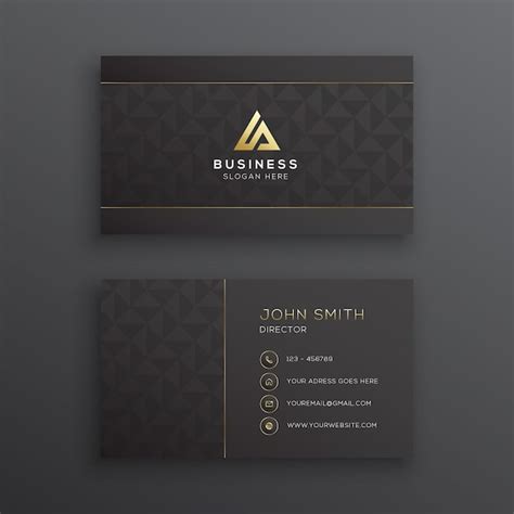럭셔리 블랙과 골드 명함 템플릿 프리미엄 벡터