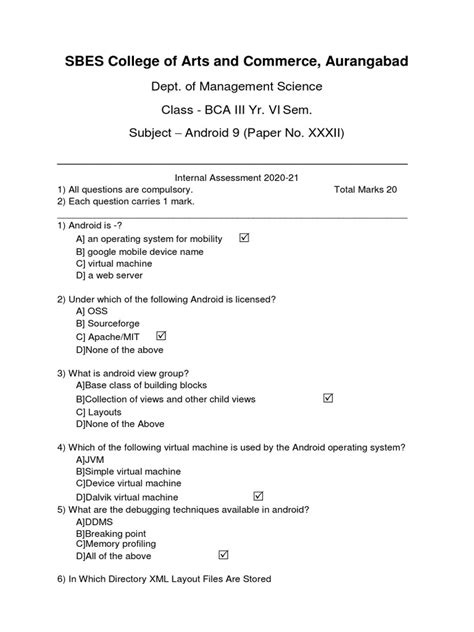 Android 9 Bca Ty 6th Sem Pdf Android Operating System Mobile App