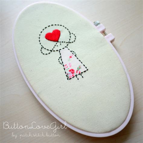 Patch Stitch Button Doodle Stitches II Button Love Girl