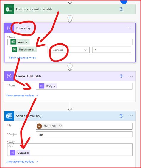 solved excel list html table email power platform community