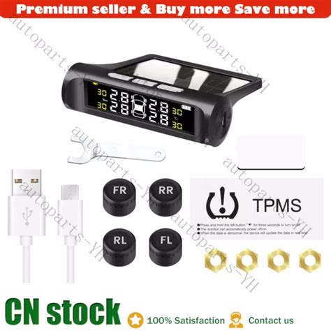 Wireless Solar Tpms Lcd Car Tire Pressure Monitoring System 4 External Sensors Eur 2098