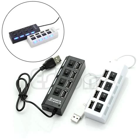 Ports Usb On Off Switch Led Mbps Splitter Multi External Hub Expansion In Electrical