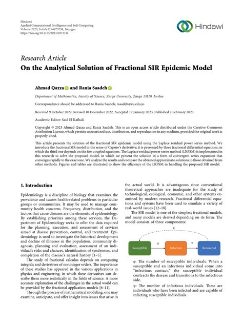 Pdf On The Analytical Solution Of Fractional Sir Epidemic Model