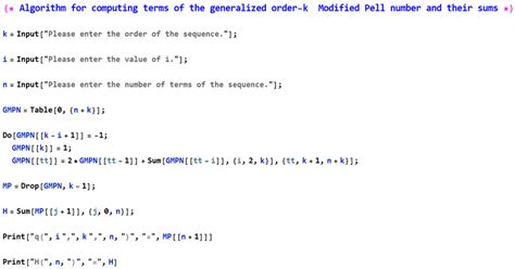 Algorithm For Computing The Terms Of The Generalized Order K Modified Download Scientific