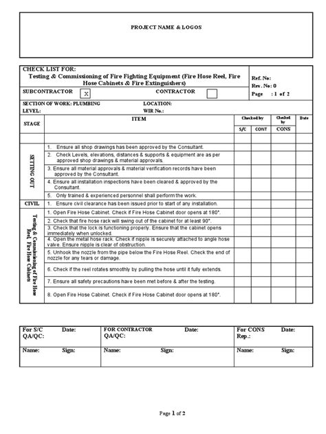 Testing And Commissioning Checklist Pdf Tools Manufactured Goods
