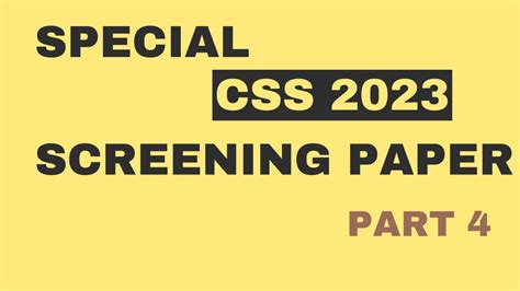 Css 2023 Screening Paper Part 4 Css 2023 Mpt Paper Batch 2 Css 2023 Preparation Css Youtube