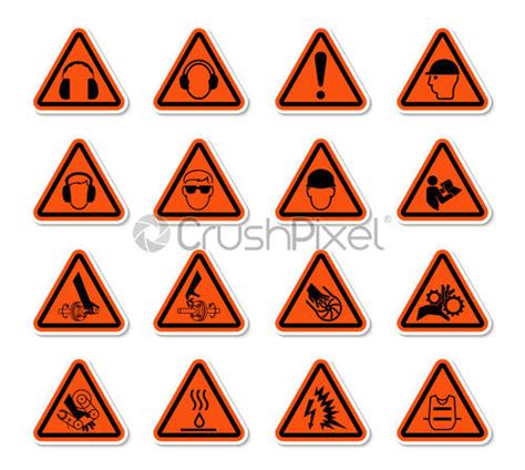 Triangular Warning Hazard Symbols Labels Sign Isolate On White