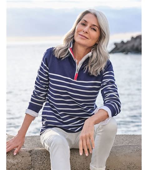 Navywhitecherry 100 Organic Cotton Organic Cotton Half Zip Sweatshirt