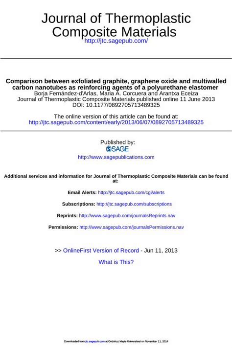 Pdf Comparison Between Exfoliated Graphite Graphene Oxide And Multiwalled Carbon Nanotubes As