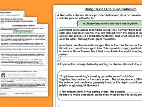 Grammar Year 6 Using Devices To Build Cohesion Homework Extension