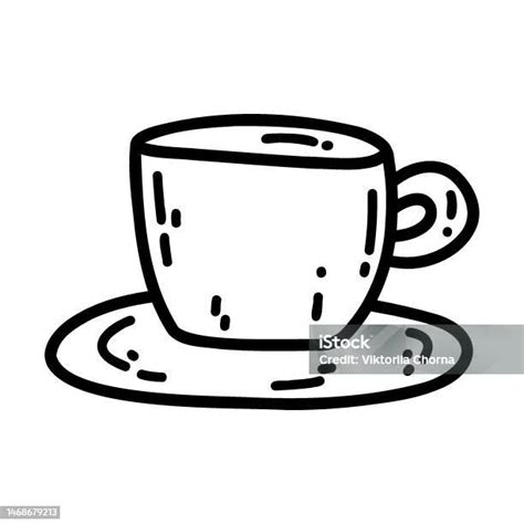 접시 아이콘이 있는 손으로 그린 낙서 커피 머그잔 커피 또는 차 만화 디자인 요소가 있는 컵의 평면 벡터 그림 개요 0명에 대한 스톡 벡터 아트 및 기타 이미지 Istock