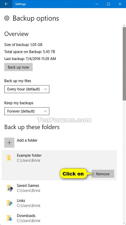 Add Or Remove Folders For File History In Windows 10 Tutorials