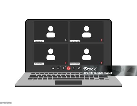 화상 통화 인터페이스 화상 통화 화면 아이콘 및 노트북용 Ui 템플릿 벡터 오버레이 통화 버튼이 있는 노트북 응용 프로그램에 대한 화상 회의 또는 화상 통화 온라인 채팅