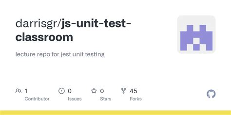 Github Darrisgrjs Unit Test Classroom Lecture Repo For Jest Unit