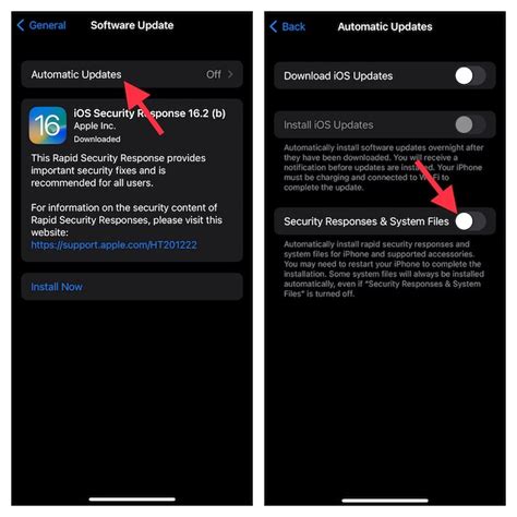 Enable Disable Rapid Security Response Software Updates In IOS