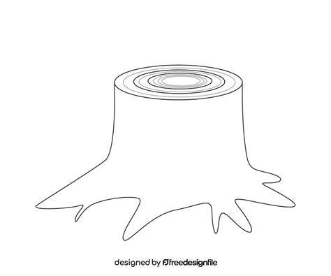 Cartoon Tree Stump Black And White Clipart Vector Free Download