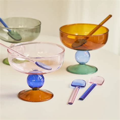 아이스크림 그릇 유리 그릇 요구르트 일본 그릇 귀여운 그릇 다채로운 유리 식기 수프 그릇 내열성 유리 과일 그릇