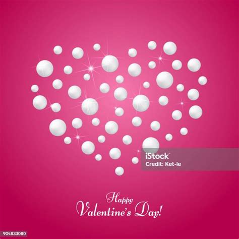 인사말 카드에 대 한 사랑과 결혼 텍스트의 해피 발렌타인의 날 서식 파일의 기호 분홍색 배경에 진주의 마음으로 카드 배너 포스터 디자인 로맨틱 배경 벡터의 요소 개념에 대한