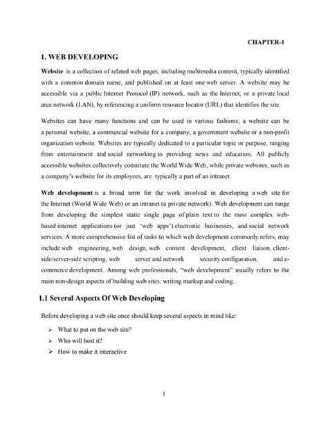 Report On Web Development Pdf