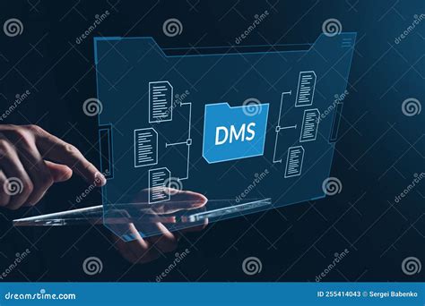 Document Management System Or Dms Organizes Documents And Files Person Touches Hologram And