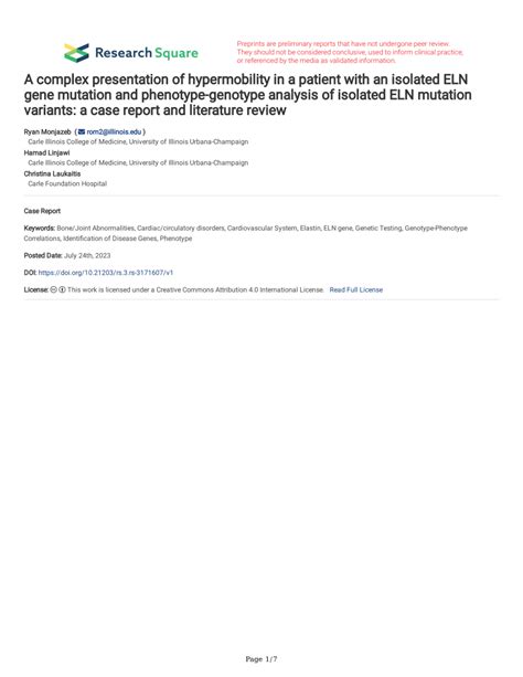 Pdf A Complex Presentation Of Hypermobility In A Patient With An