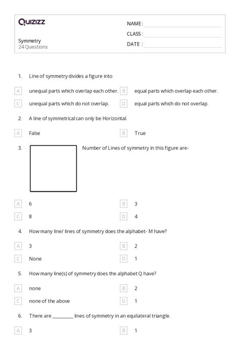 50 Symmetry Worksheets For 5th Class On Quizizz Free Printable
