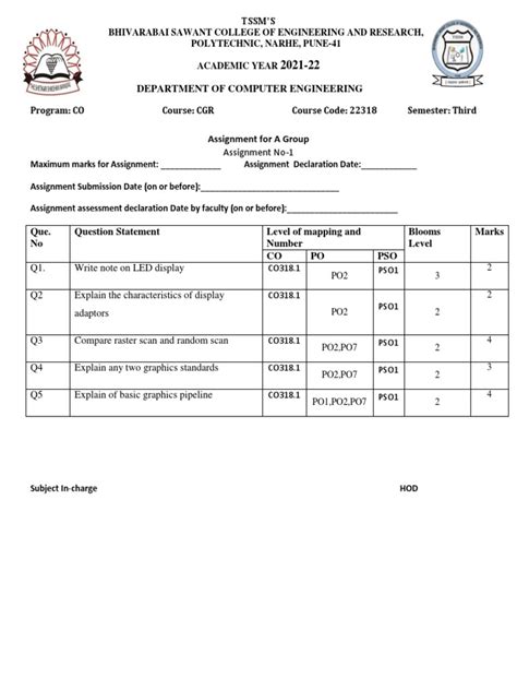 Department Of Computer Engineering Assignment No 1 Pdf Graphics