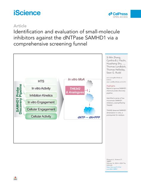 Pdf Identification And Evaluation Of Small Molecule Inhibitors Against The Dntpase Samhd1 Via