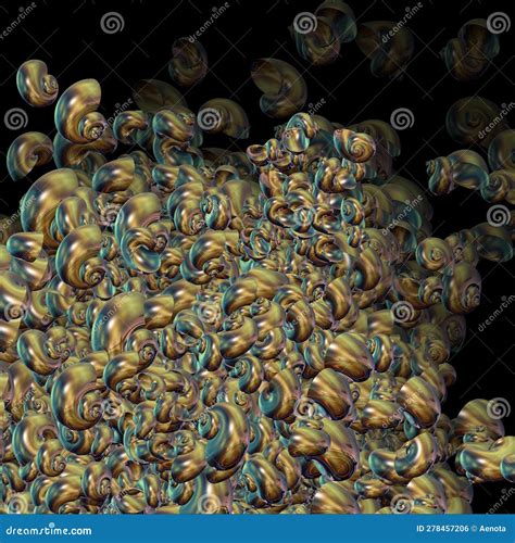 Fractal Shells On Black Background 3d Illustration Stock Illustration Illustration Of