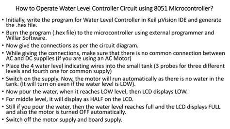 Water Level Controller Using 8051 Microcontroller Pptx