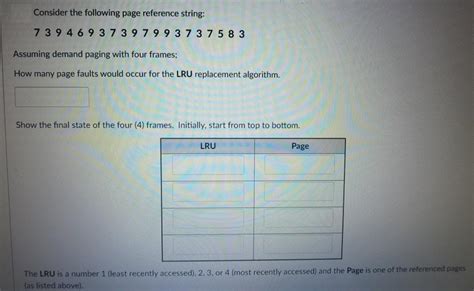 Solved Solve The Following Page Reference String Question