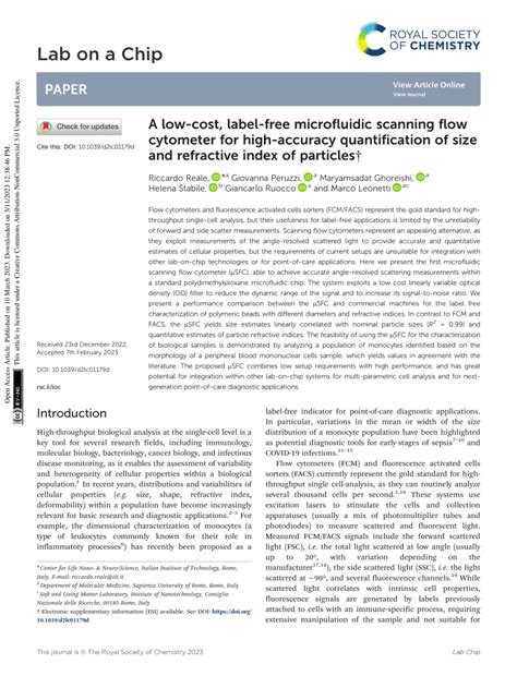 Pdf A Low Cost Label Free Microfluidic Scanning Flow Cytometer For High Accuracy