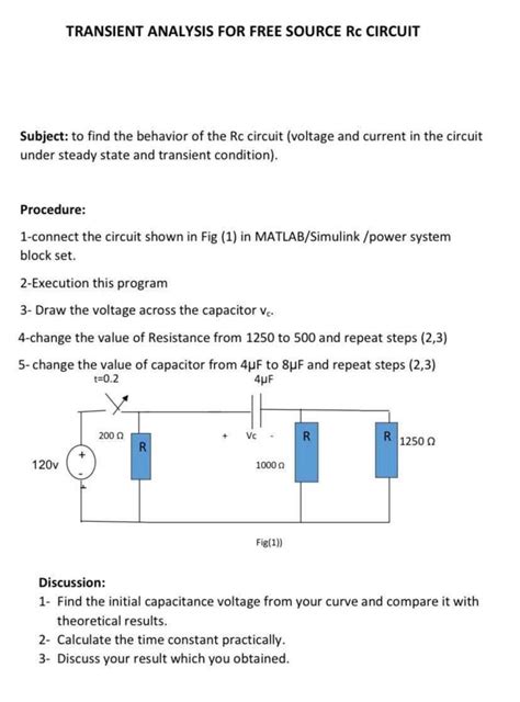 Solved Transient Analysis For Free Source Rc Circuit Chegg
