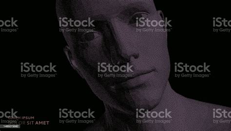 추상적인 디지털 인간의 머리 기술 및 로봇 개념 3d 벡터 일러스트레이션 비즈니스 프리젠 테이션 전단지 또는 포스터를위한 디자인