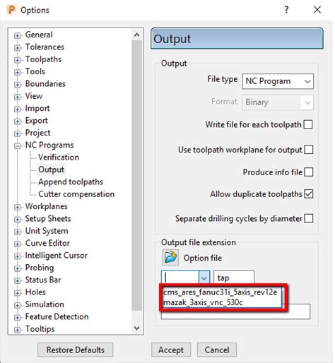 How To Clear Unwanted Post Processor Option Files From Options Output