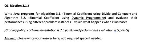 Solved Q1 Section 31 Write Java Programs For Algorithm