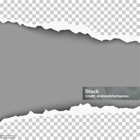 찢어진된 가장자리 부드러운 그림자와 어두운 회색 배경 투명 한 종이의 중간을 납치 배너 광고 및 다른 목표에 대 한 손상 된