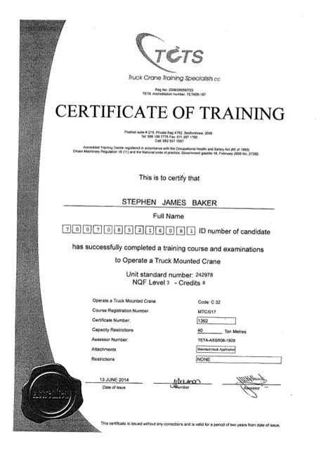 Lorry Crane Lm Certificate At Dawn Lovelace Blog