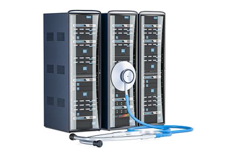 청진 기와 컴퓨터 서버 랙입니다 복구 및 복구 개념 3d 렌더링에 고립 된 흰색 배경 0명에 대한 스톡 사진 및 기타 이미지 0명 3차원 형태 가상현실 Istock