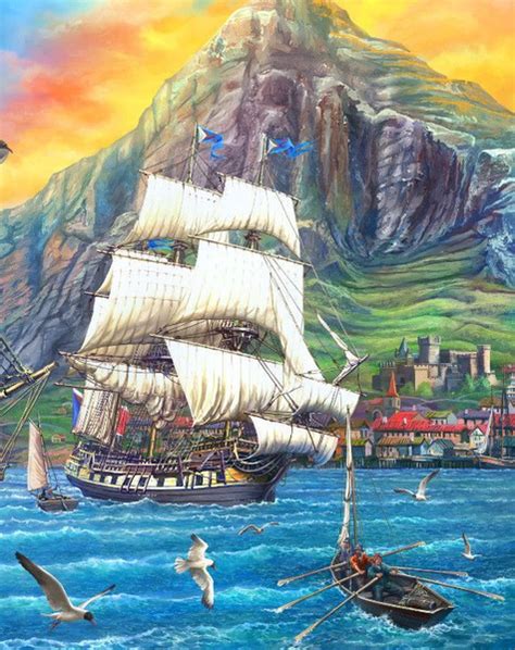 Алмазная мозаика с подр 30x40 класс 30 цв Путешествие по морю к деревне F4 022 купить на Ozon