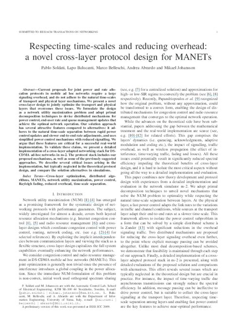 Pdf Respecting Time Scales And Reducing Overhead A Novel Cross Layer
