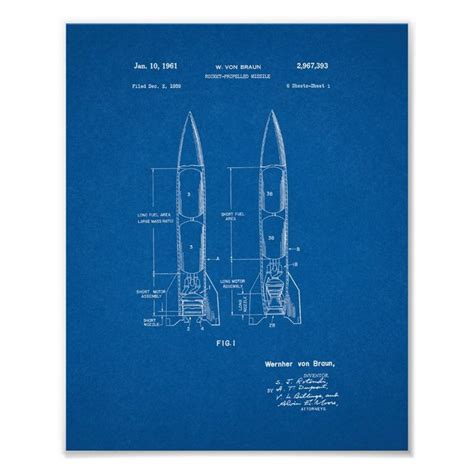 Rocket Propelled Missile Patent Blueprint Poster Blueprints Patent