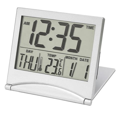 Digital Travel Alarm Clock Foldable Calendar Temperature Timer Lcd Clock Weather Forecast