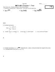 Mcv U Ch TestJSep Sync Pdf Sept Name MCV U Chapter Test Exact Values