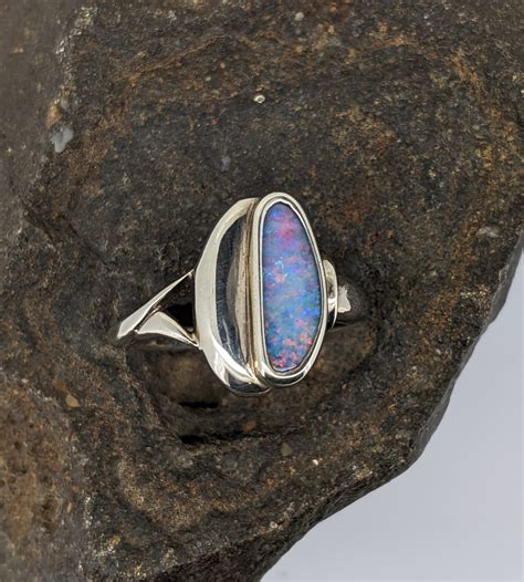 Boulder Opal Sterling Silver Ring Unique Opal Mine