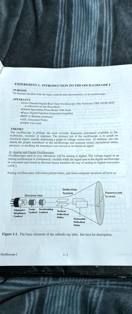 Solved Experiment 1 Introduction To The Oscilloscope Purpose To Become Familiar With The