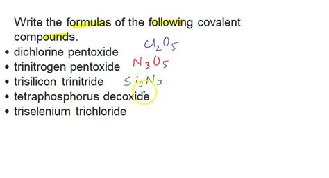 Solved Write The Chemical Formula For The Following Covalent Compounds Dichlorine Heptoxide