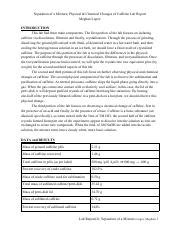 Lab Post Lab Separation Of Mixture Physical Chem Changes Caffeine