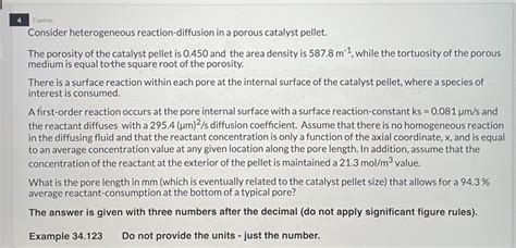 Solved 5 Points Consider Heterogeneous Reaction Diffusion In